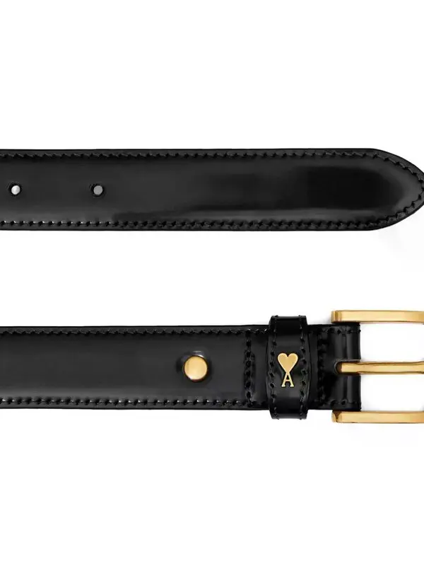 AMI Paris Glazed Leather Belt