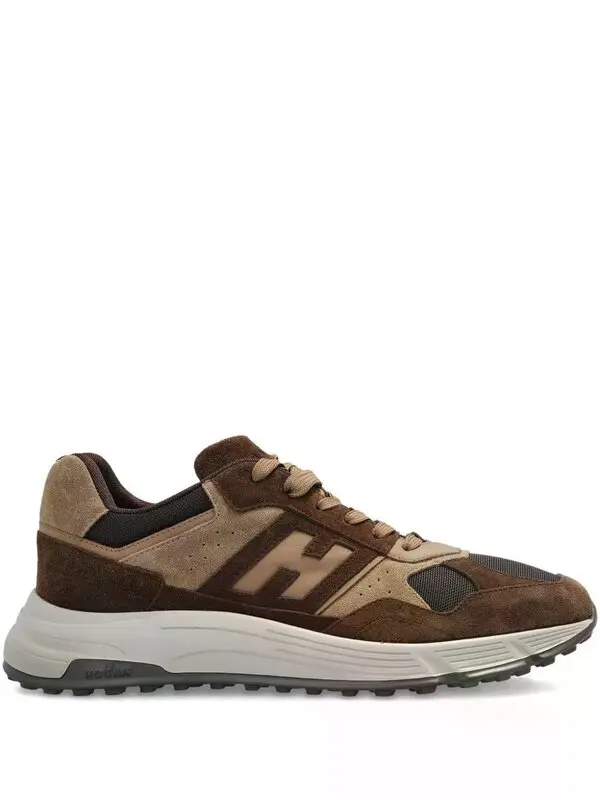 Hogan Suede And Leather Panel Sneakers - Brown