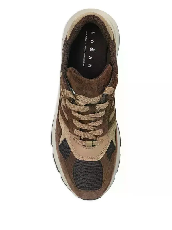 Hogan Suede And Leather Panel Sneakers - Brown