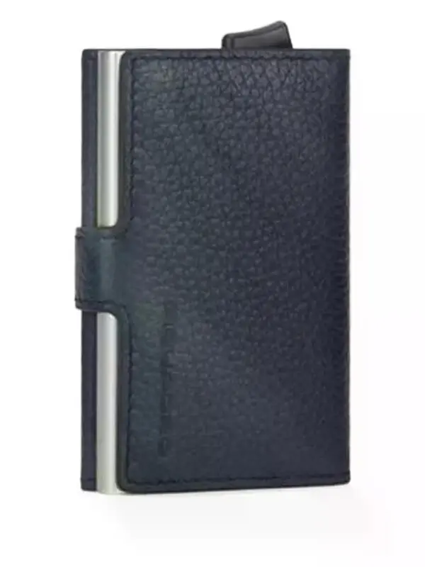 PIQUADRO Leather Flap Cardholder - Blue