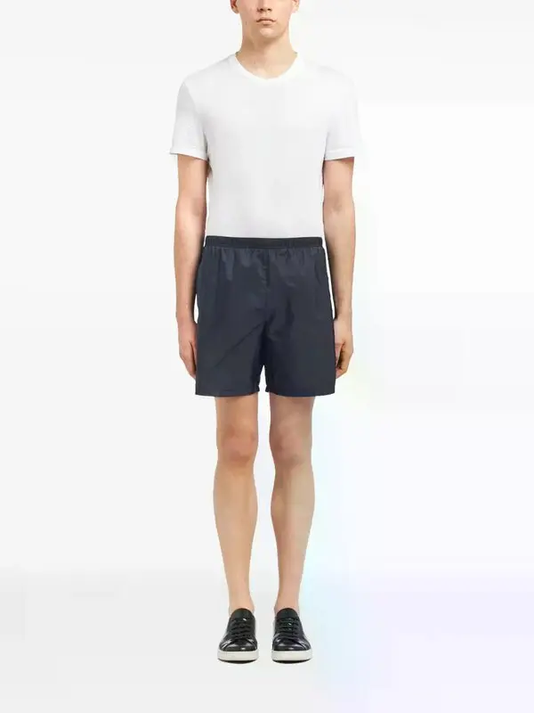 Prada Logo Patch Recycled Nylon Swim Shorts - Blue