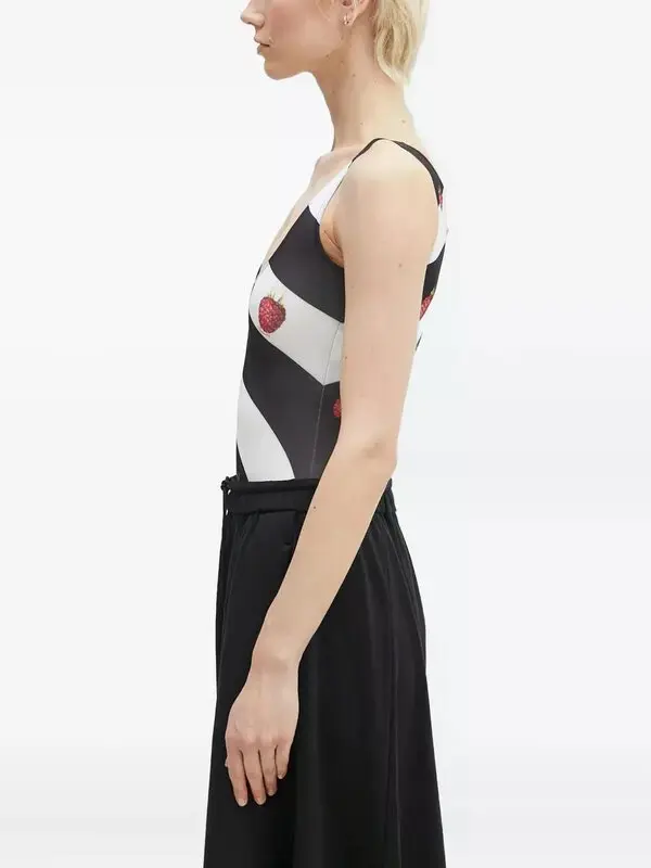 Fiorucci Raspberry-print Striped Bodysuit