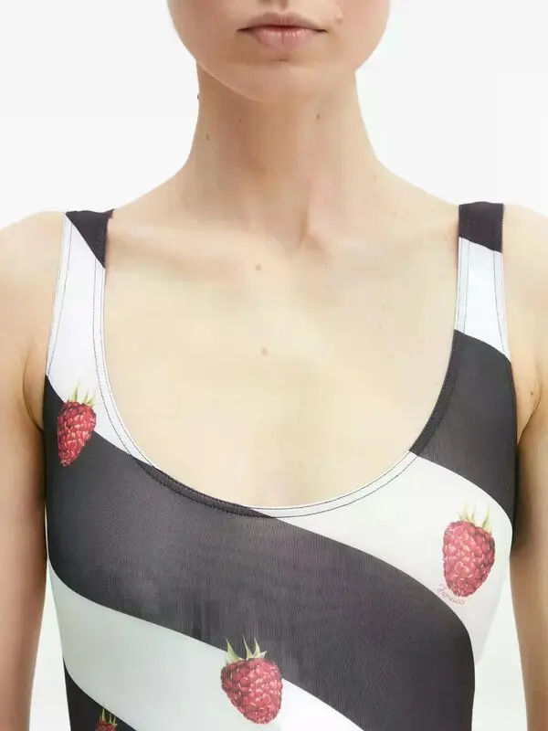 Fiorucci Raspberry-print Striped Bodysuit