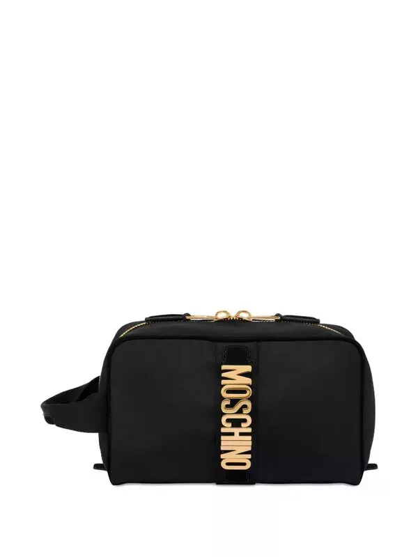 Moschino Logo-plaque Zip-top Wash Bag - Black