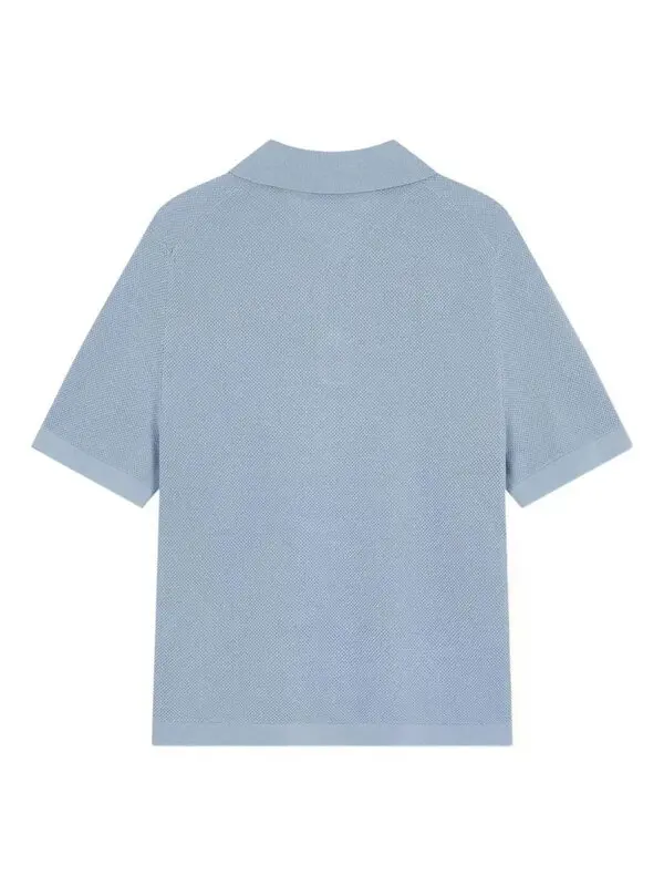 STUDIO TOMBOY Polo-collar Knit Top - Blue