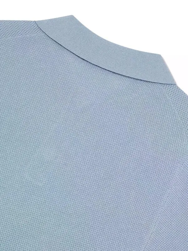 STUDIO TOMBOY Polo-collar Knit Top - Blue