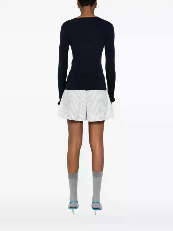 Valentino Garavani Ruffled V-neck Wool Sweater