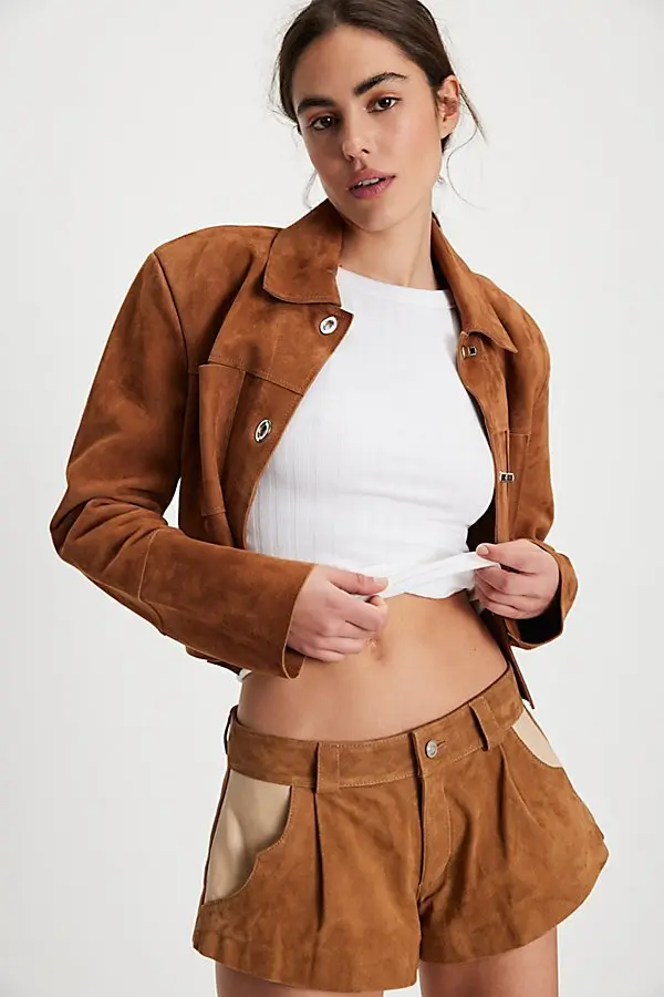 UNDERSTATED LEATHER Combo Suede Shorts