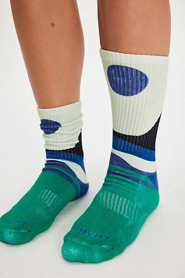 Free People Sedona Crew Socks - Blue Green Combo