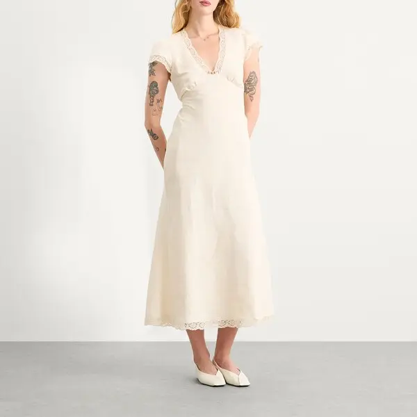 white christmas dresses Sandrine Midi Dress in Red Milos Floral Cream
