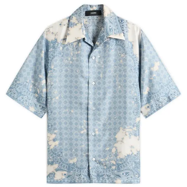 Amiri Bleach Bandana Bowling Shirt - Ashley Blue