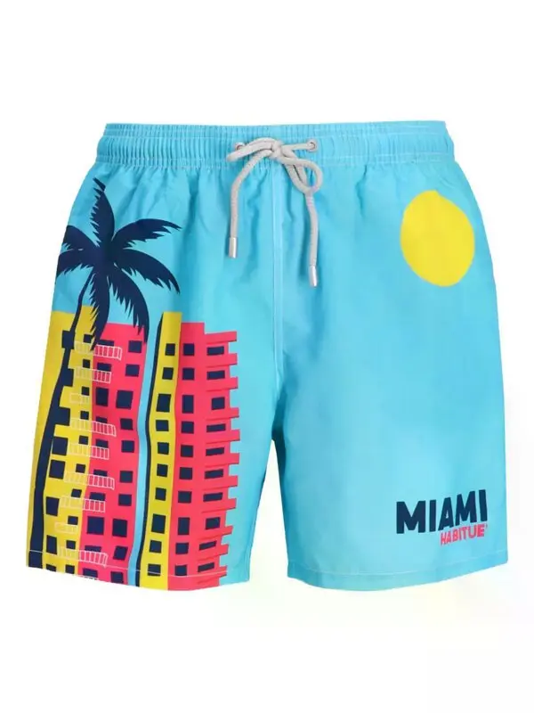 MC2 SAINT BARTH Palm-print Swim Shorts - Blue