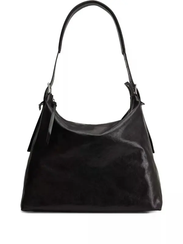LEMAIRE Belted Shoulder Bag In Glazed Paper Leather - Brown