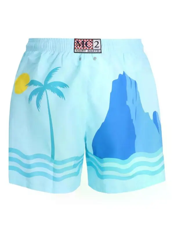 MC2 SAINT BARTH Graphic-print Swim Shorts - Blue