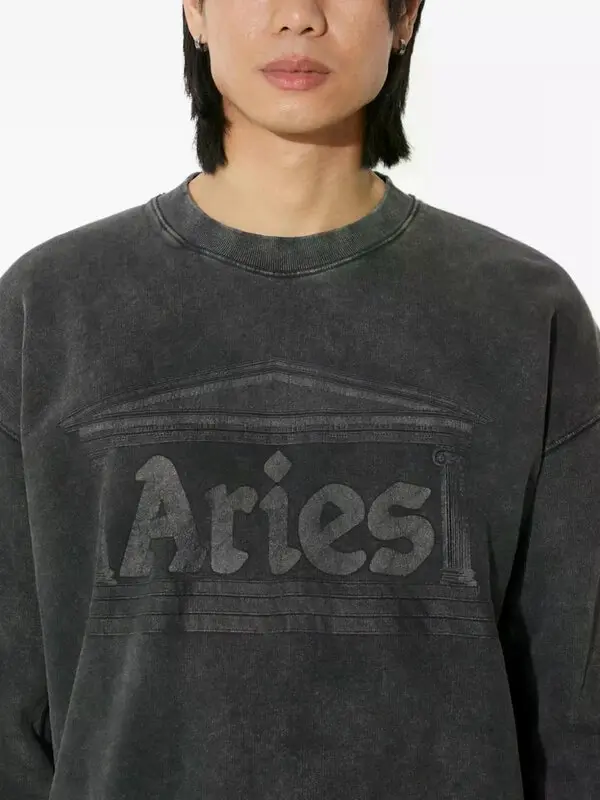 Aries Logo-embellished Crew-neck Sweatshirt - Black