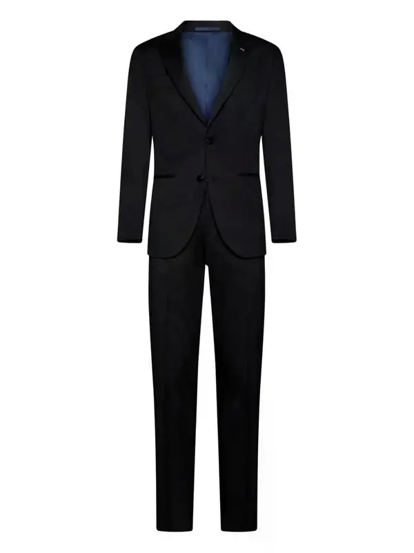 D4.0 Notched-lapels Single-breasted Suit - Black