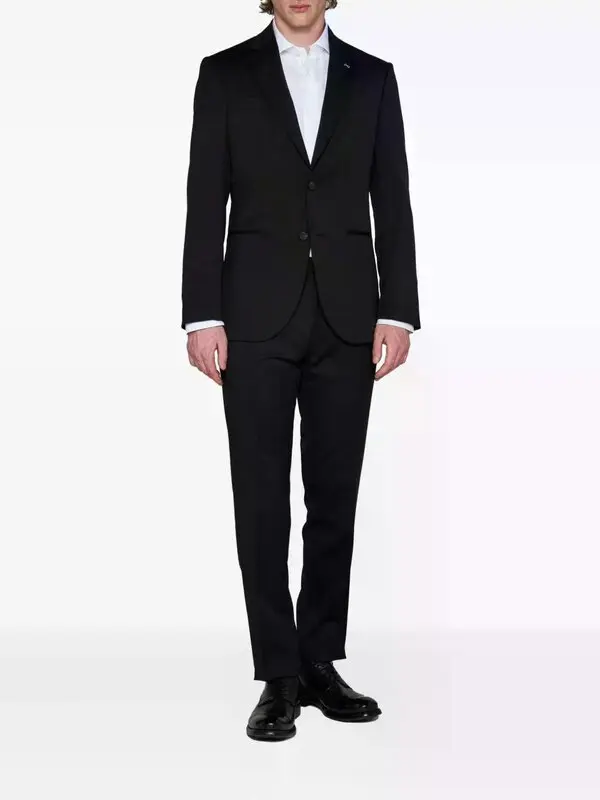 D4.0 Notched-lapels Single-breasted Suit - Black