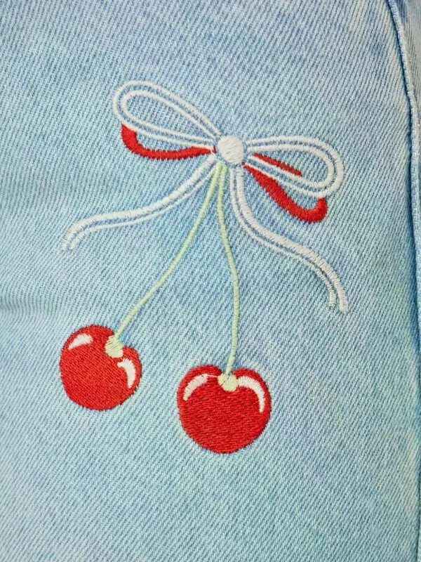 LoveShackFancy Cherry-embroidered Jeans