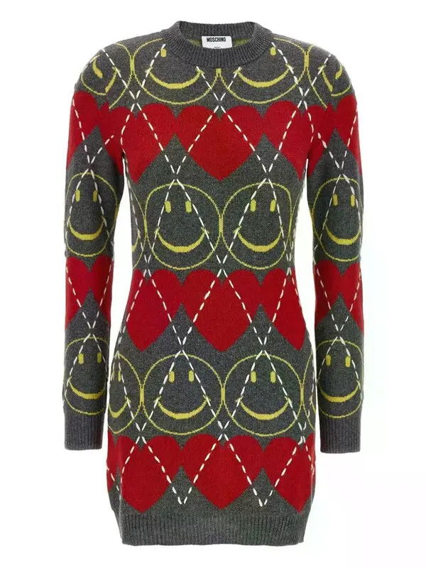 Moschino Smiley® Argyle-pattern Dress