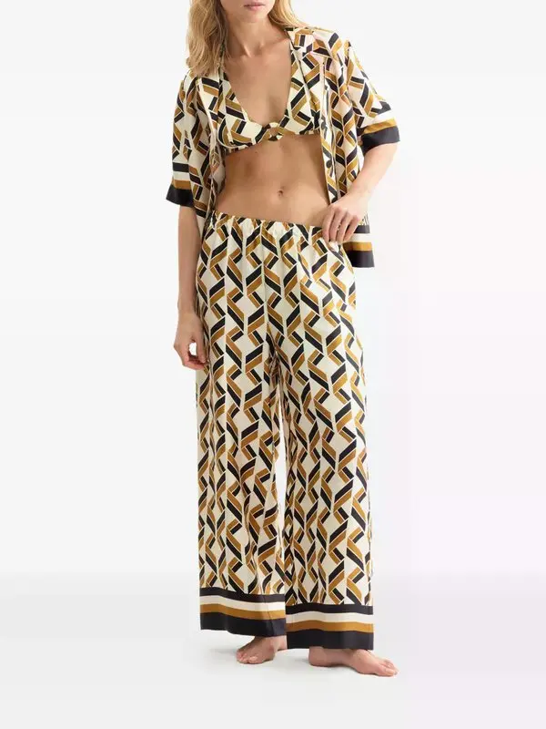 ERES Geometric-print Wide-leg Trousers - White