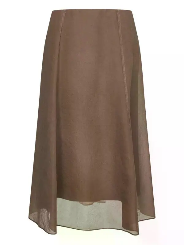 Brunello Cucinelli Stitching-detail A-line Midi Skirt - Brown