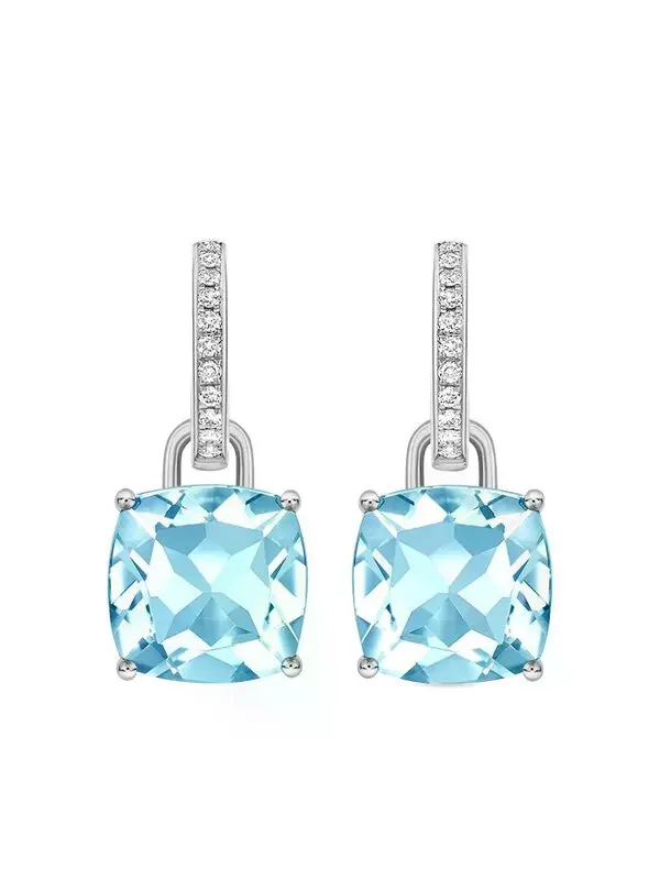 Kiki Mcdonough 18kt White Gold Topaz And Diamond Hoop Earrings - Silver