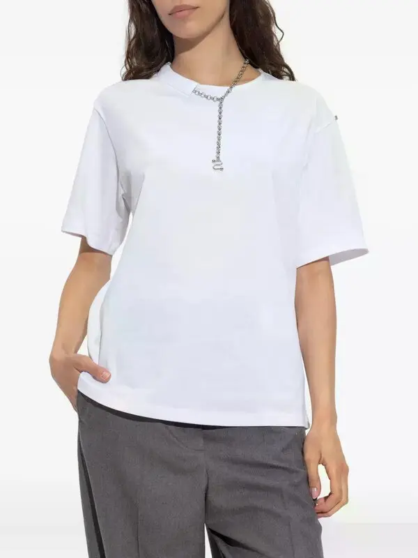 Sportmax Chain-embellished Cotton T-shirt - White