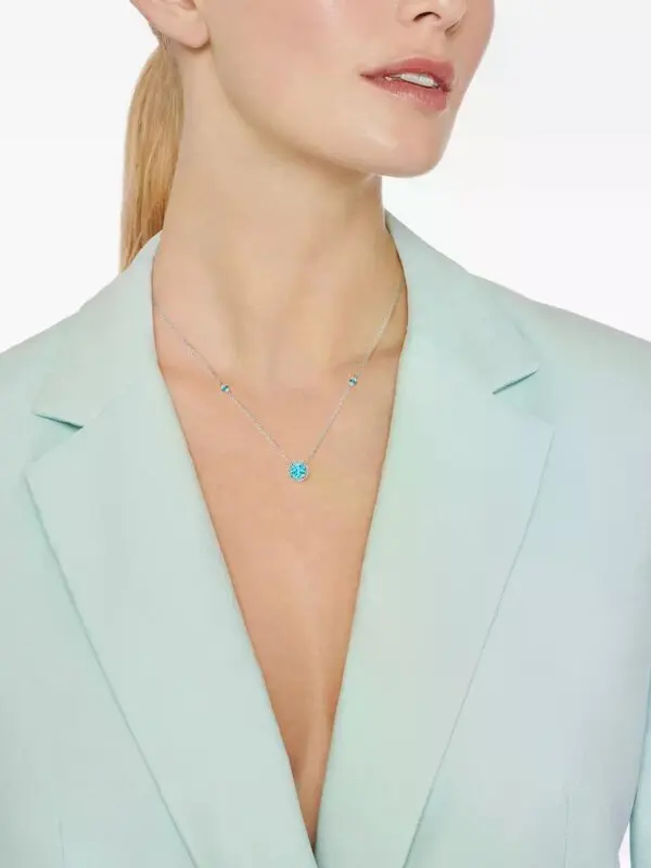 Kiki Mcdonough 18kt White Gold Diamond And Topaz Necklace - Silver