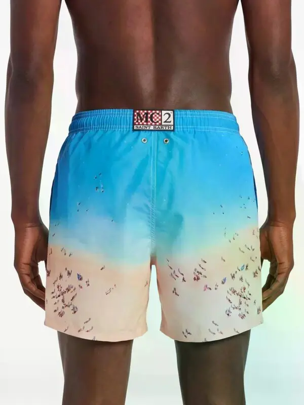 MC2 SAINT BARTH Beach-print Swim Shorts - Blue