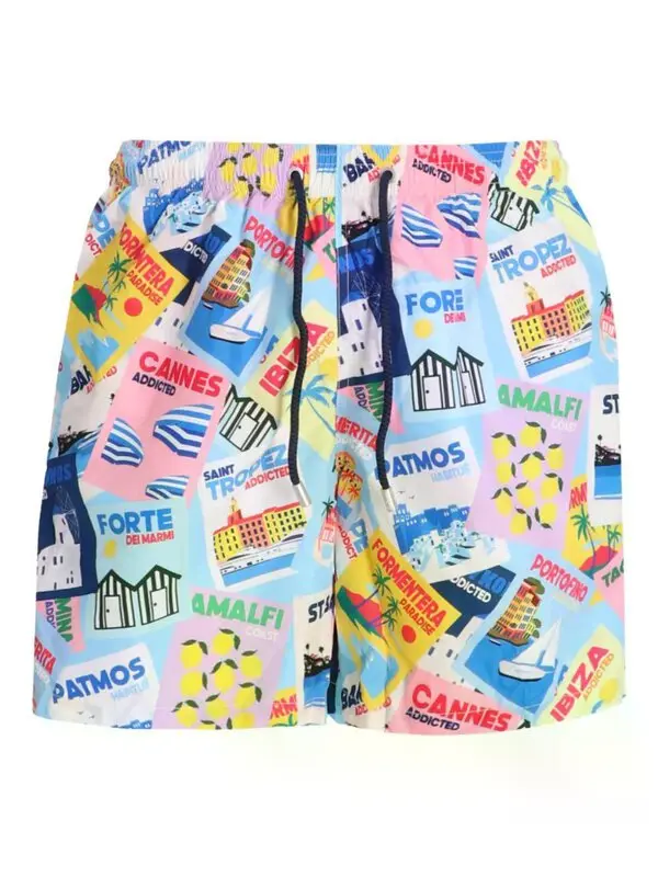 MC2 SAINT BARTH Graphic-print Swim Shorts - Blue