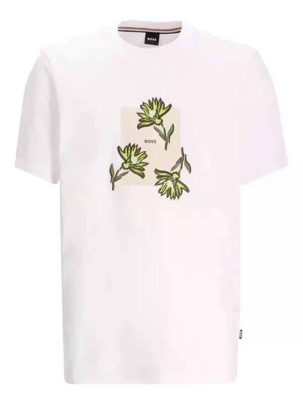 BOSS Floral-artwork T-shirt - White