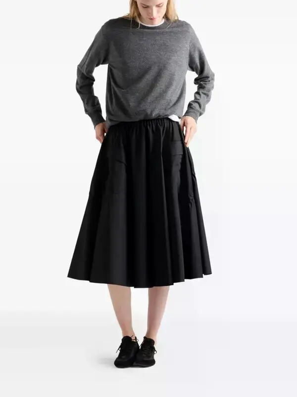 Prada Patch-pocket Drawstring Midi Skirt