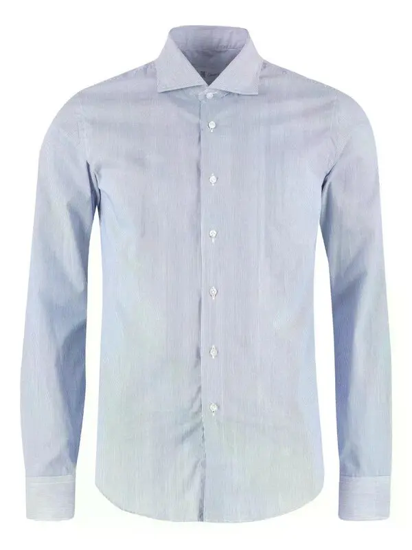 THE (ALPHABET) Striped Cotton Shirt - Blue