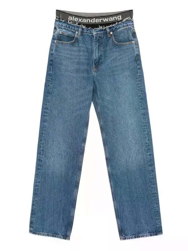 Alexander Wang Logo-waistband Jeans - Blue