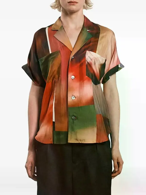 TANAKA Abstract-print Camp-collar Shirt