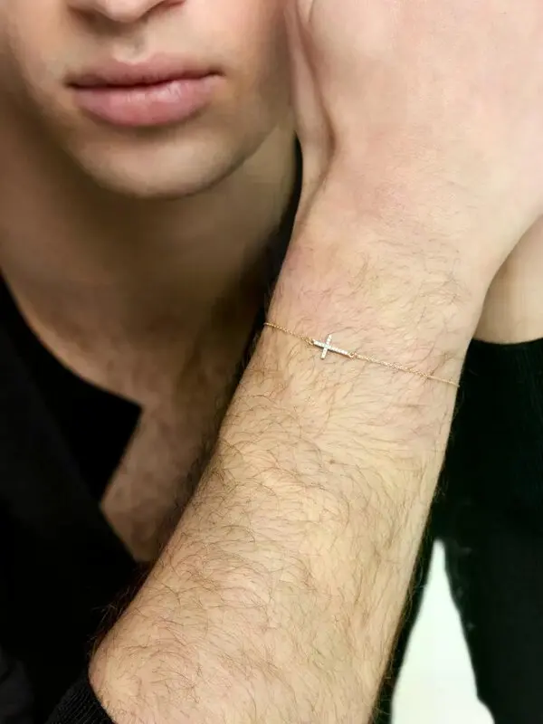 Mateo 14k Yellow Diamond Cross Bracelet