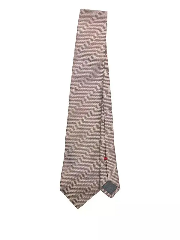 Brunello Cucinelli Herringbone Silk Neck Tie - Brown