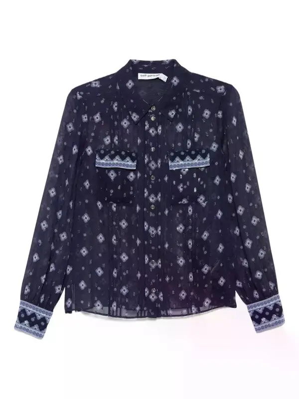 SELF-PORTRAIT Patterned Chiffon Blouse