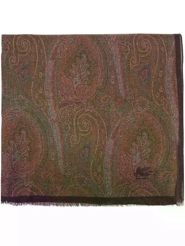 Etro Paisley-print Frayed-edge Scarf - Brown