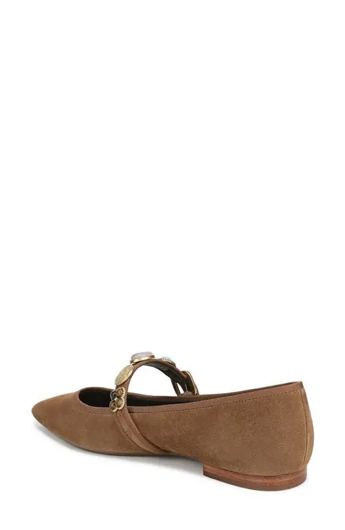 Veronica Beard Selene Charms Pointed Toe Flat - Chestnut