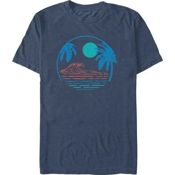 LOST GODS Retro Wave Badge Graphic T-shirt - Navy Blue Heather