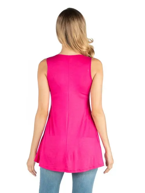 24SEVEN COMFORT APPAREL Maternity Scoop Neck Sleeveless Tank Top - Pink