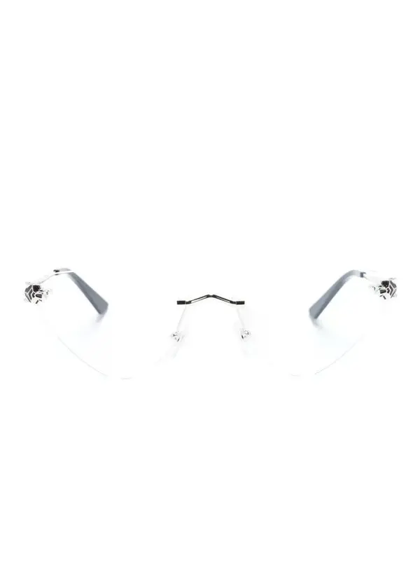 Cartier Logo-plaque Cat-eye Frame Glasses - Silver