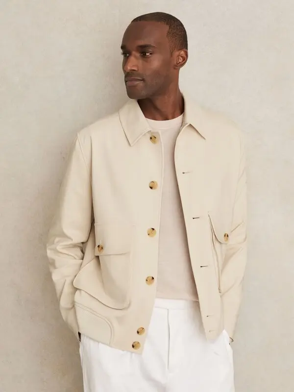 REISS Cotton-blend Button-through Jacket