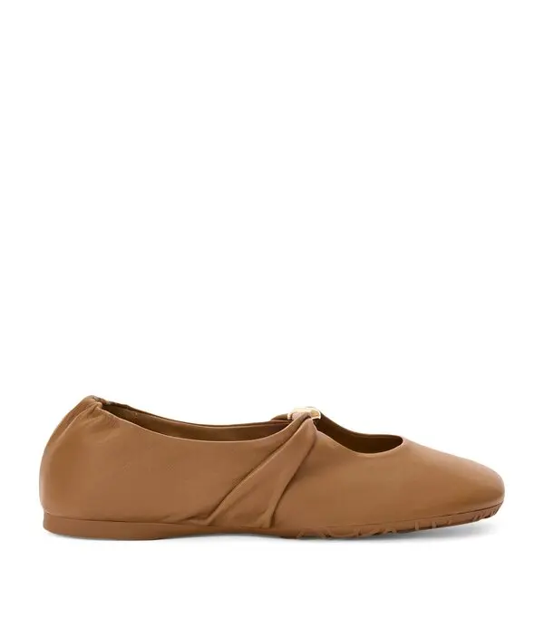 Loewe Nappa Leather Pebble Ballerinas - Brown