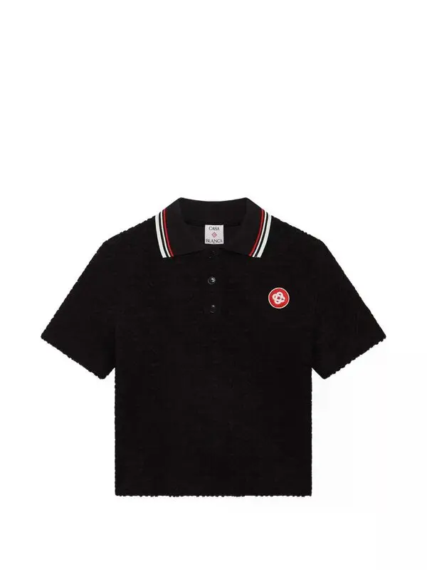 Casablanca Monogram Jacquard Polo Shirt - Black