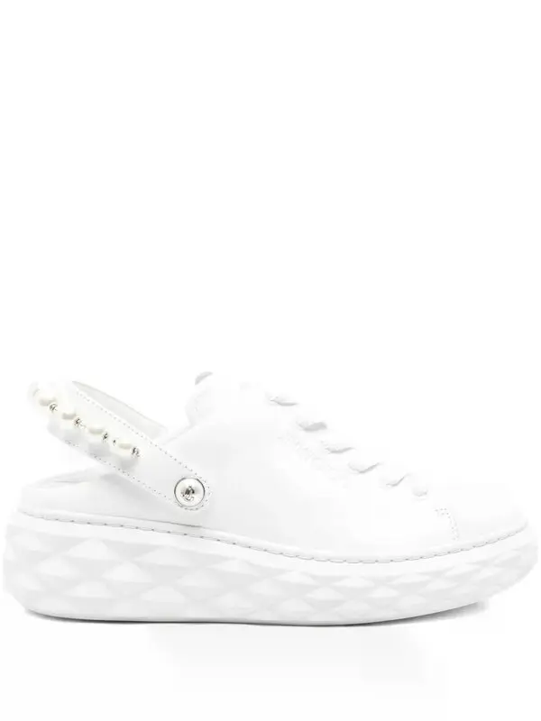 JIMMY CHOO 50mm Pearl-embellished Platform Sneakers
