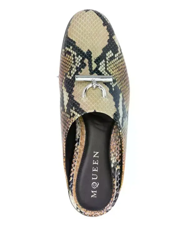 Alexander McQueen Snakeskin-effect Leather Mules - Neutrals
