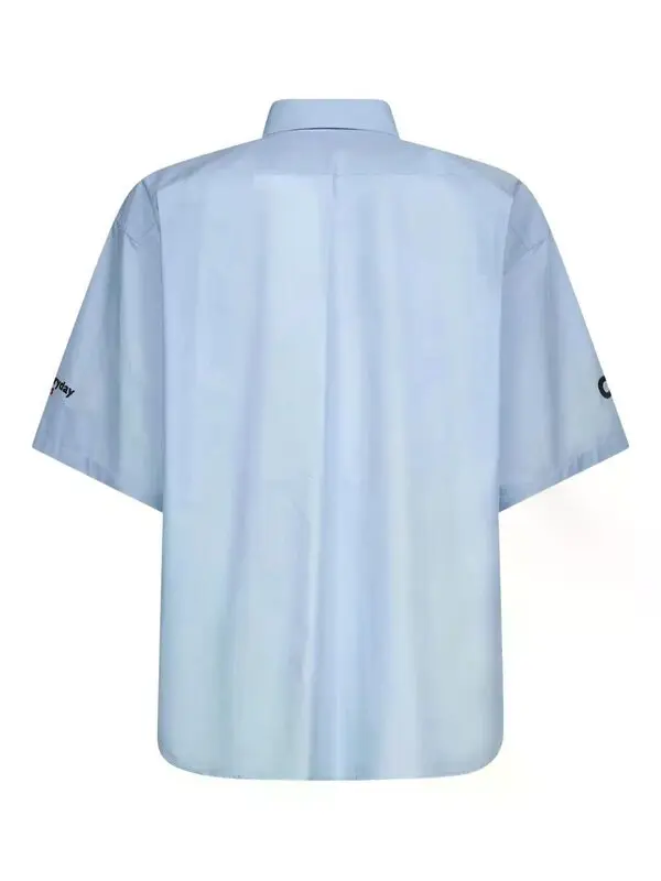 Balenciaga Embroidered Logo Poplin Shirt - Blue