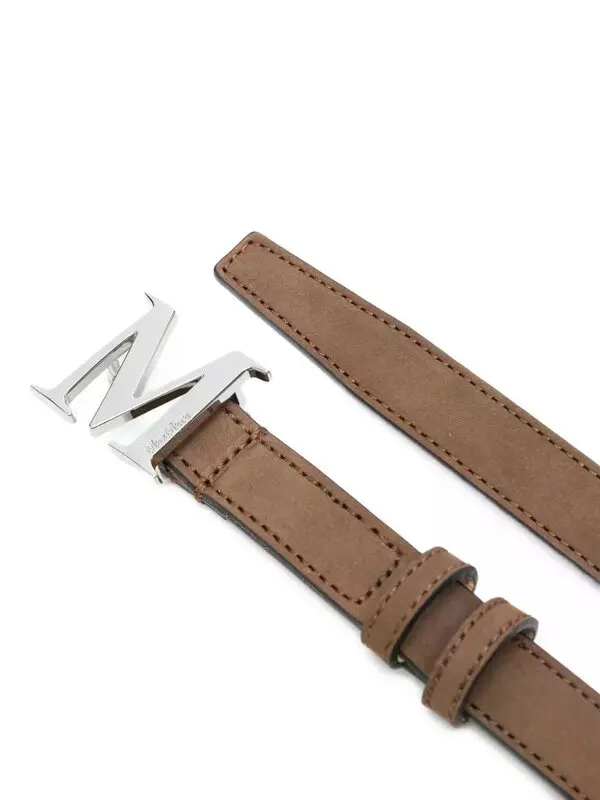 Max Mara Logo-buckle Suede Belt - Brown